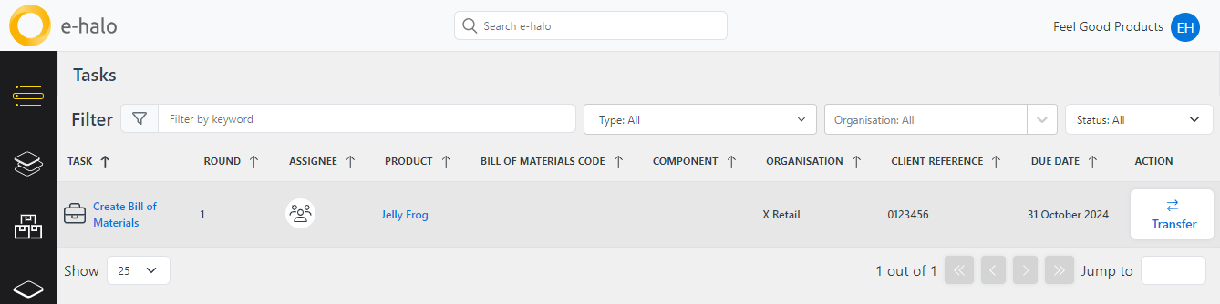 Create a Bill of Materials (Task) – e-halo