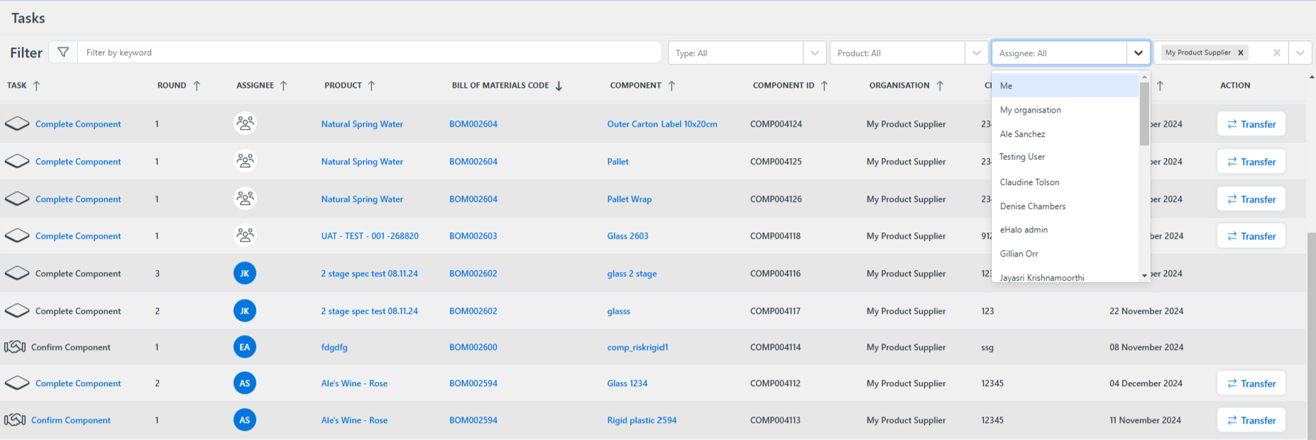 Viewing Running Tasks for Your Organisation, Products, Bills of Materials and Components – e-halo