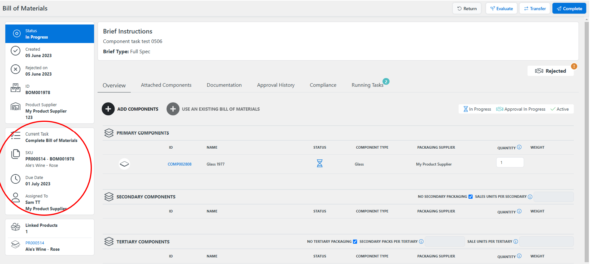 Viewing Running Tasks for Your Organisation, Products, Bills of Materials and Components – e-halo