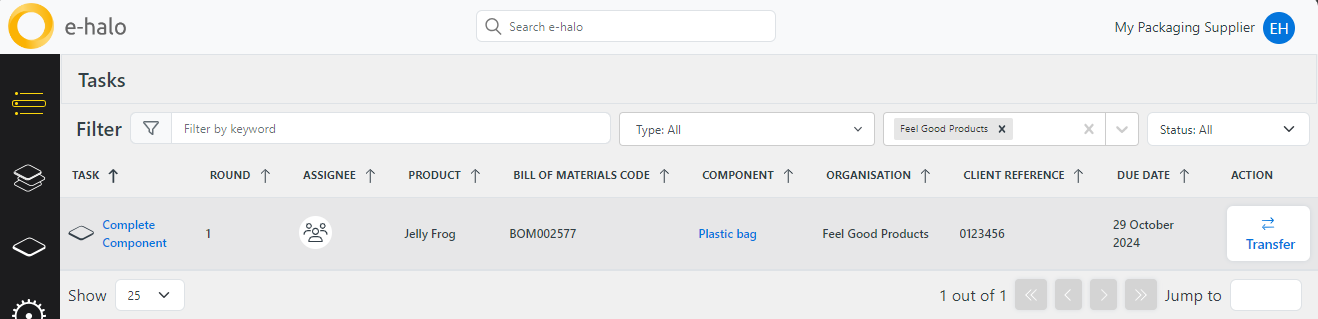 Complete and Submit a Component (Task) – e-halo