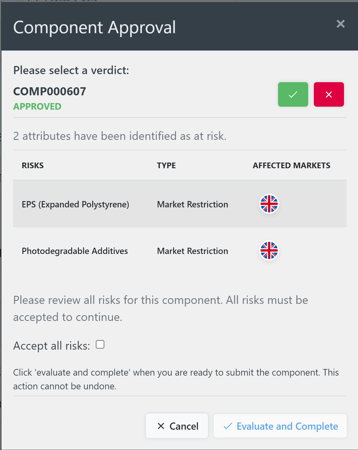 Confirm Reject A Component Task E Halo