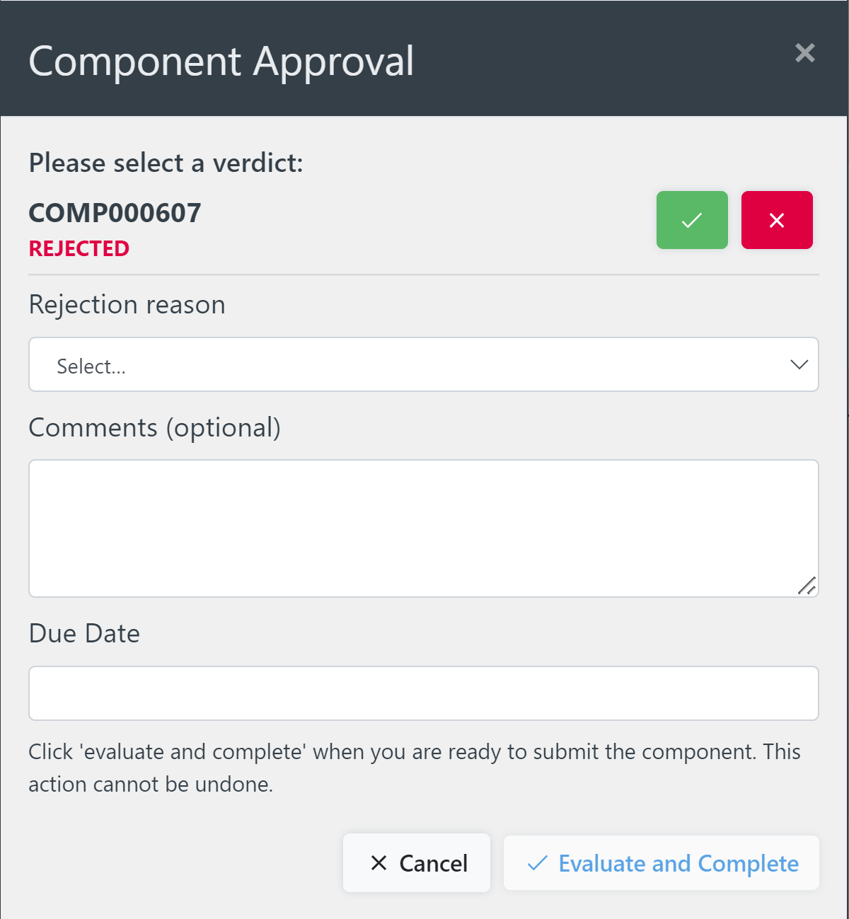 Confirm Reject A Component Task E Halo