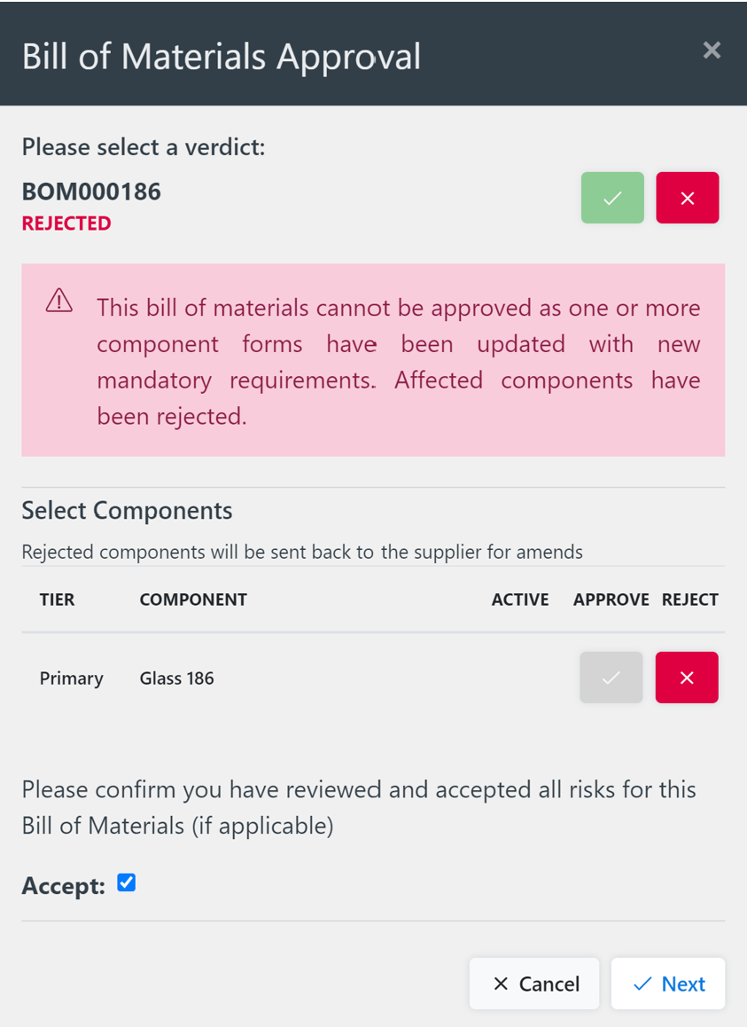 Approve/Reject a Bill of Materials (Task) – e-halo
