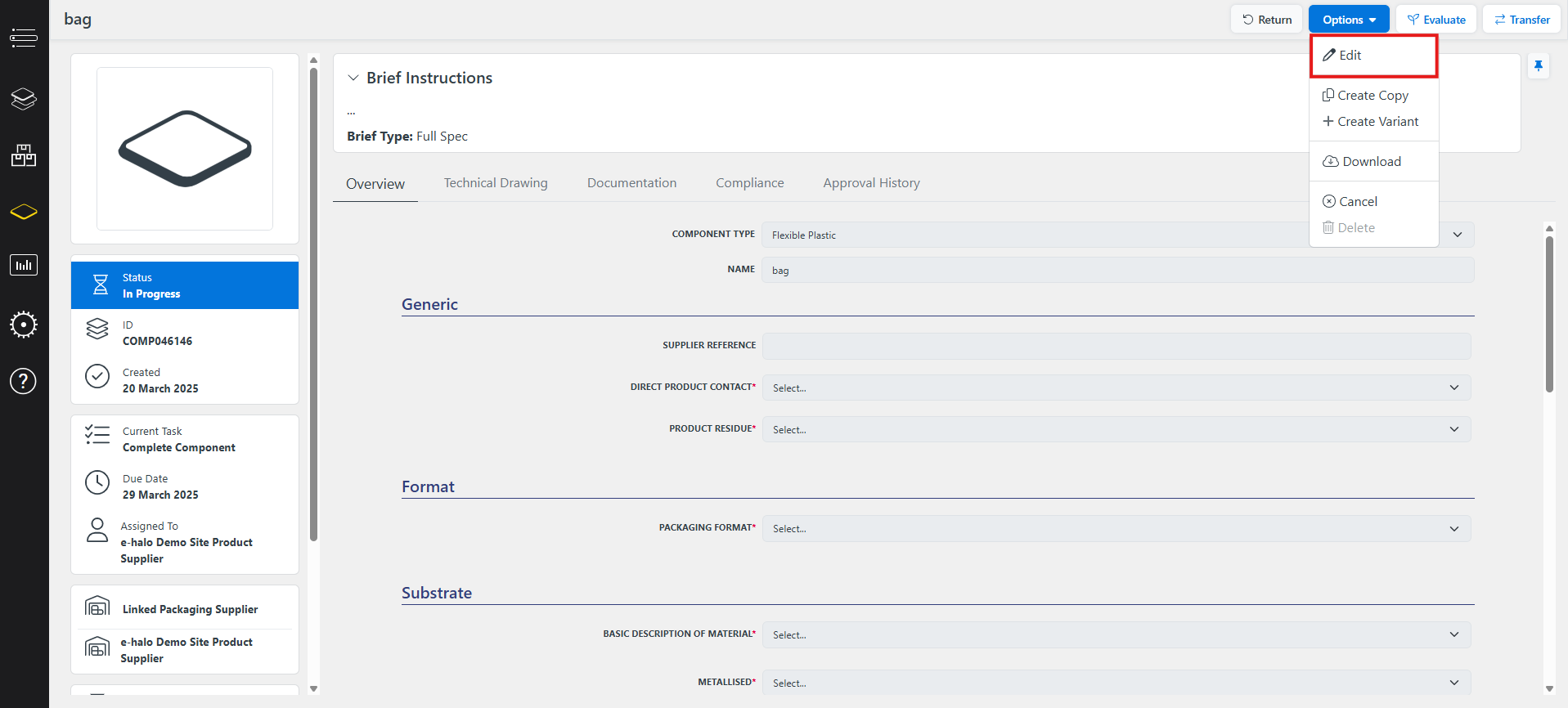Editing a Component – e-halo