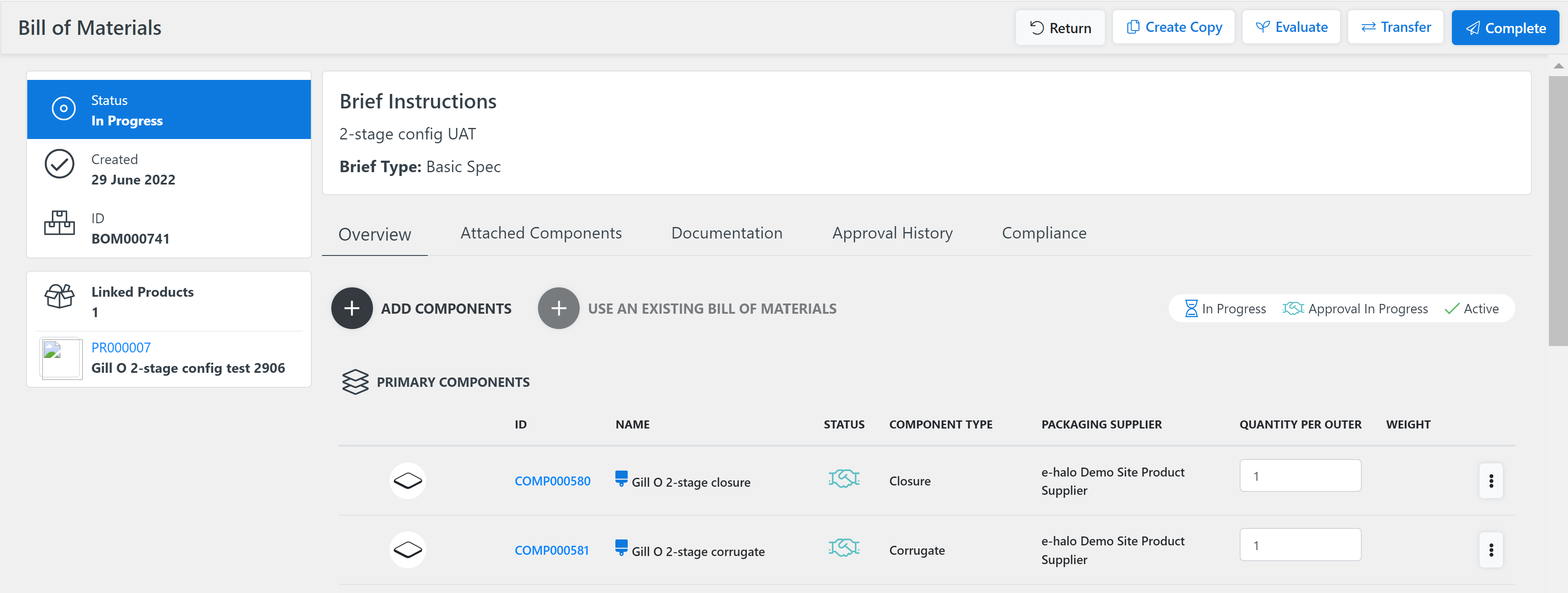 Evaluate a Bill of Materials – e-halo