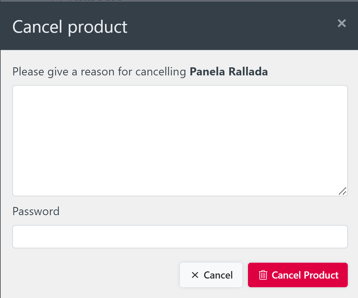 Editing or Cancelling a Product – e-halo
